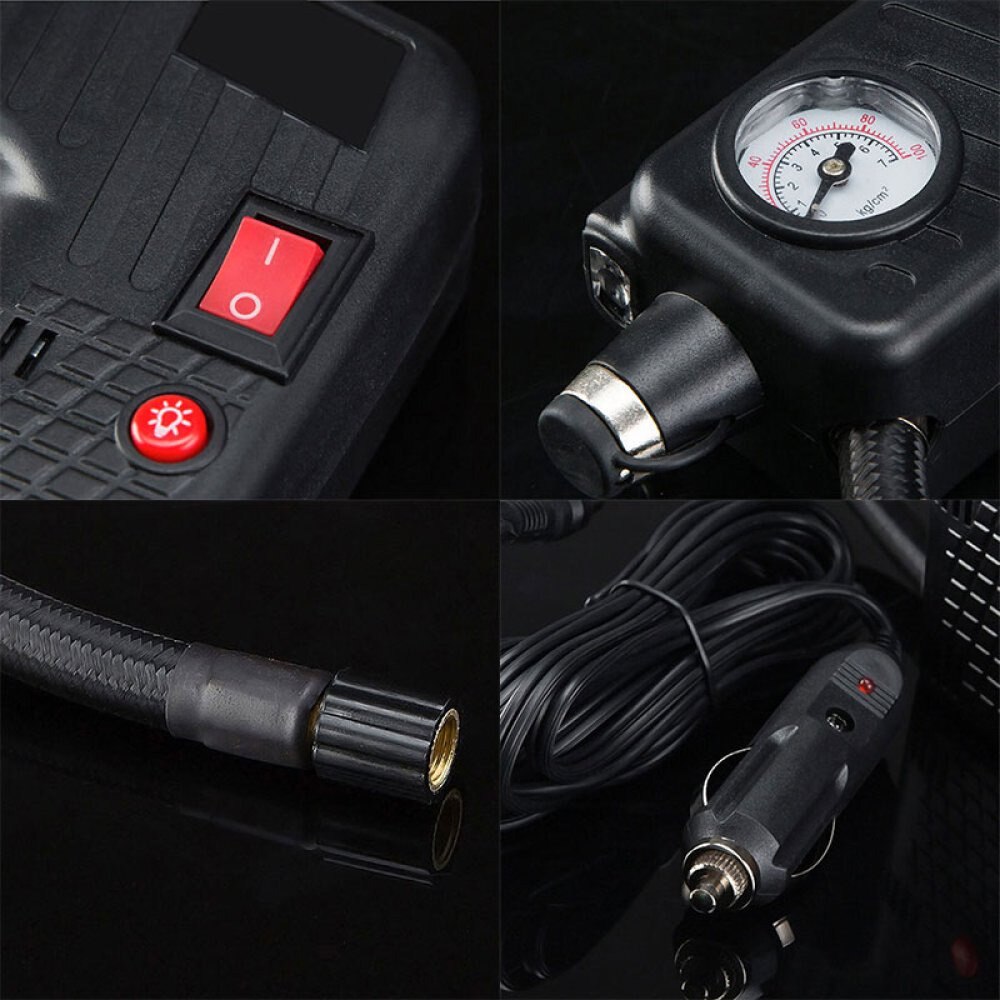 Compresor auto portabil cu alimentare bricheta 12V 5 in 1, 80W, Negru ...