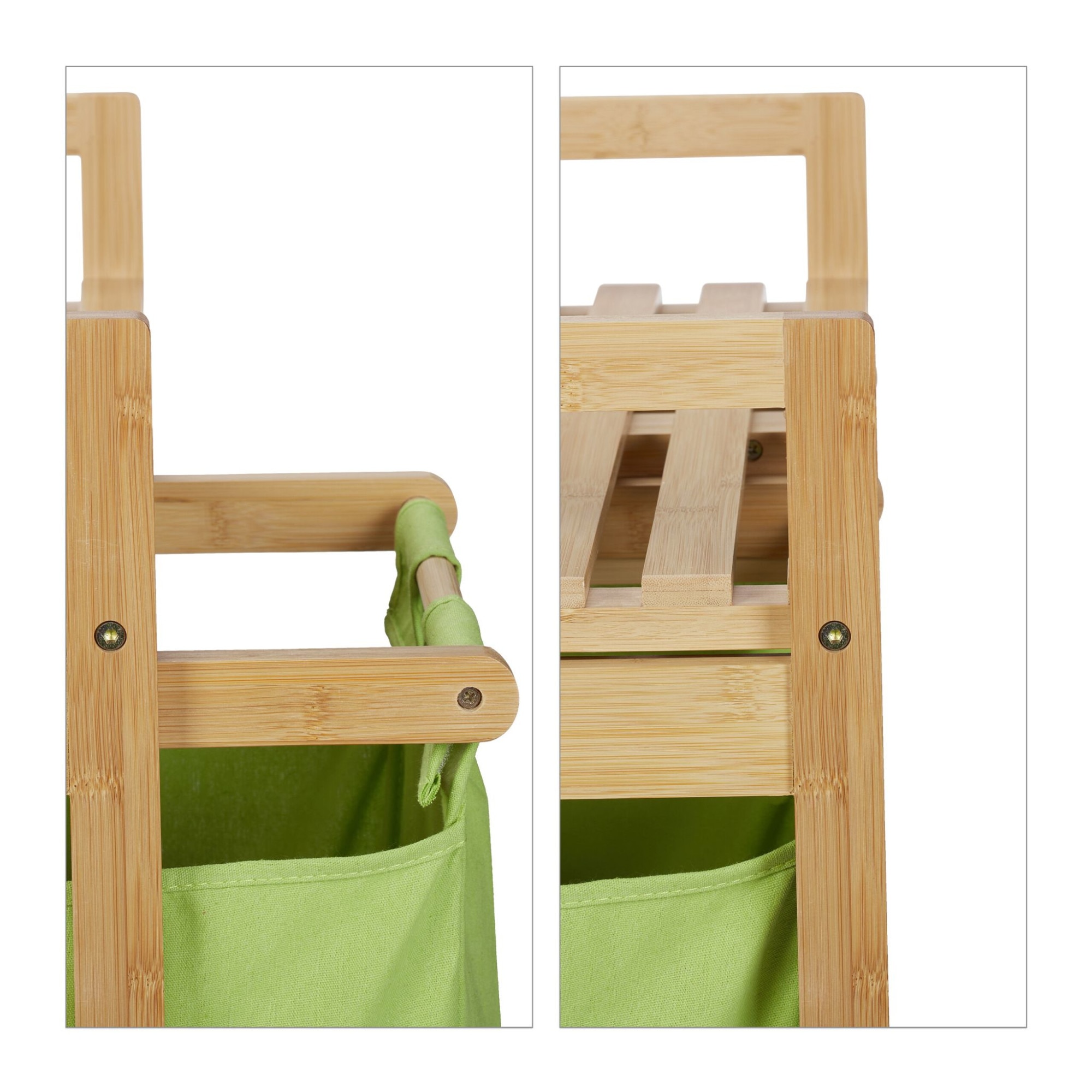 Cos de rufe, 2 compartimente si raft superior, bambus/bumbac, 73 x 64 x ...