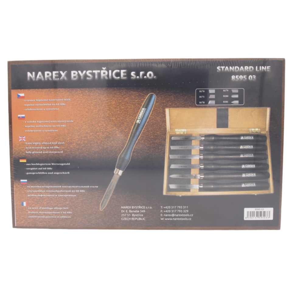 Professzionális faesztergályos véső készlet fadobozban, Narex, Standard ...