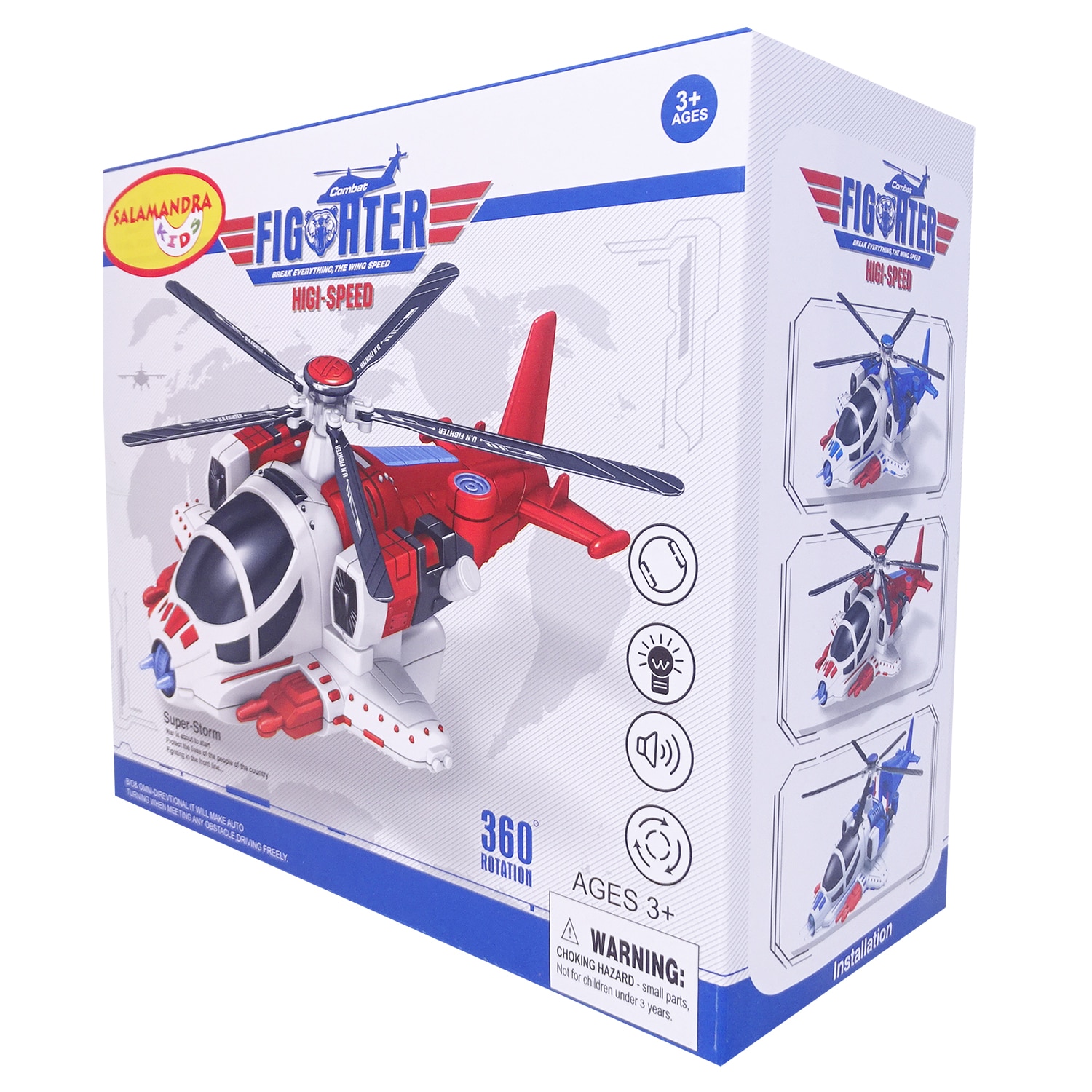 Elicopter de Lupta, Rosu, cu lumini si sunete, rotatie 360 - eMAG.ro