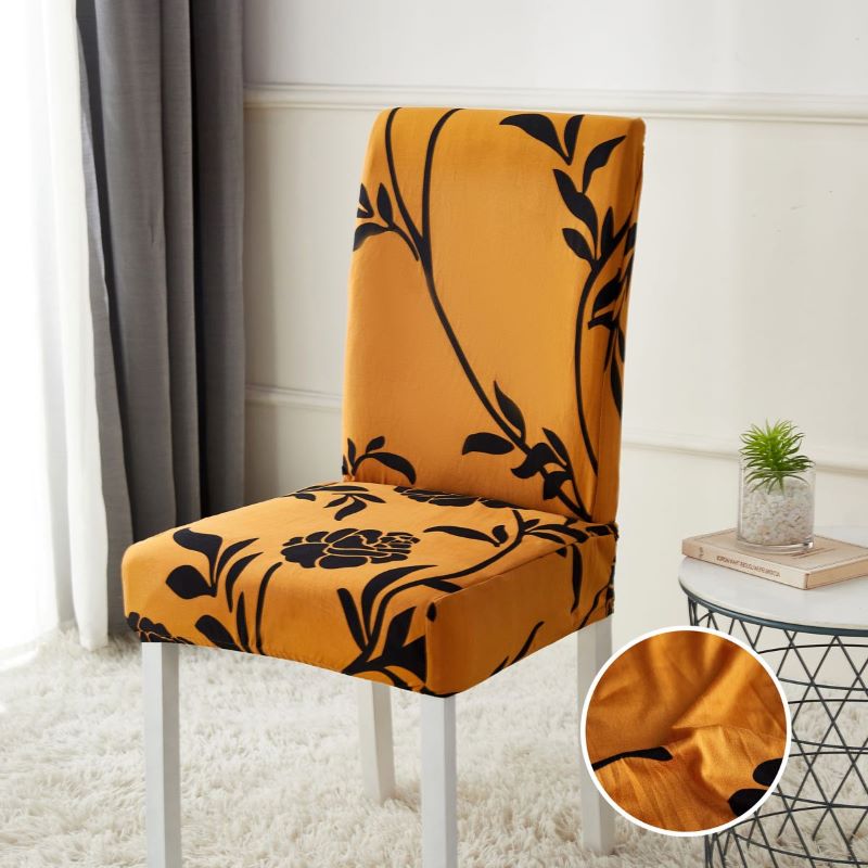 Set 4 huse pentru scaune, Jojo Home, imprimeu Trandafiri, Galben Negru ...