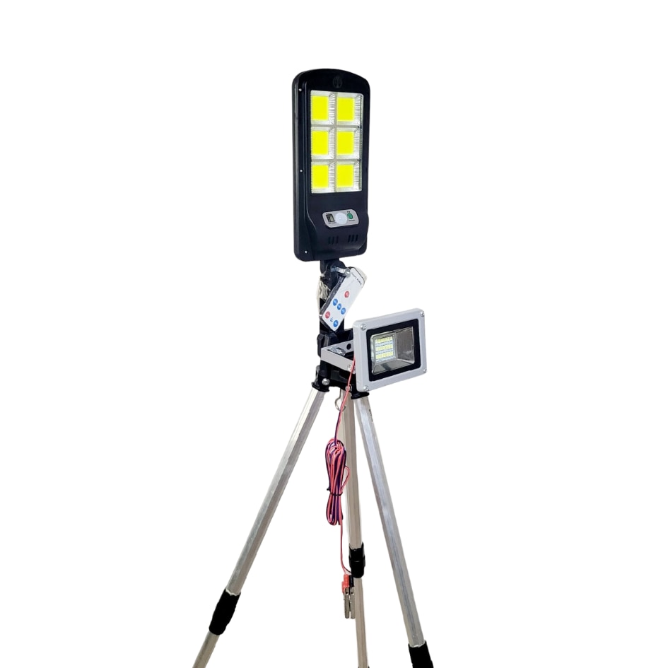 Kit iluminat Pescuit de noapte compus din Trepied h 110cm cu Lampa Solara 30w autonomie 3-4 ore ...