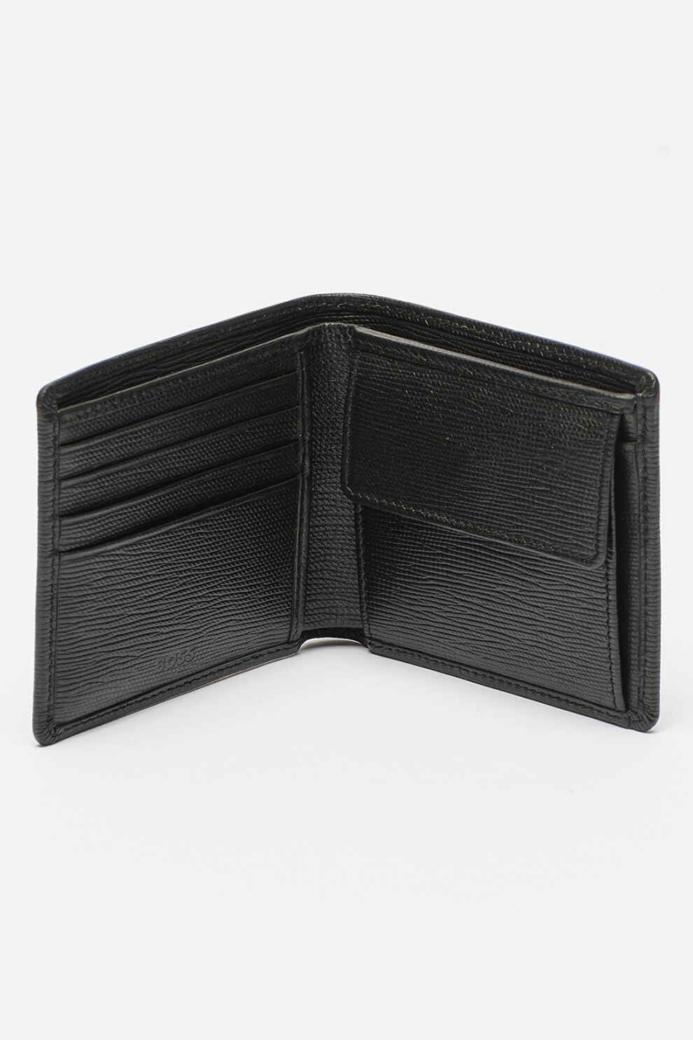 BOSS, Portofel pliabil de piele Gallery, Negru - eMAG.ro