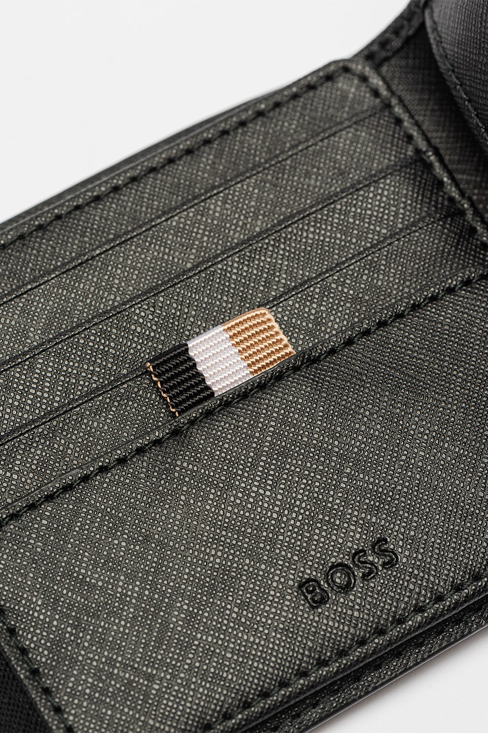 BOSS, Portofel pliabil de piele, Negru - eMAG.ro