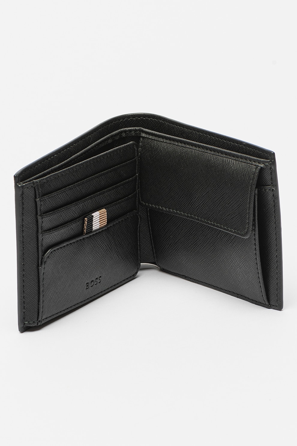 BOSS, Portofel pliabil de piele, Negru - eMAG.ro