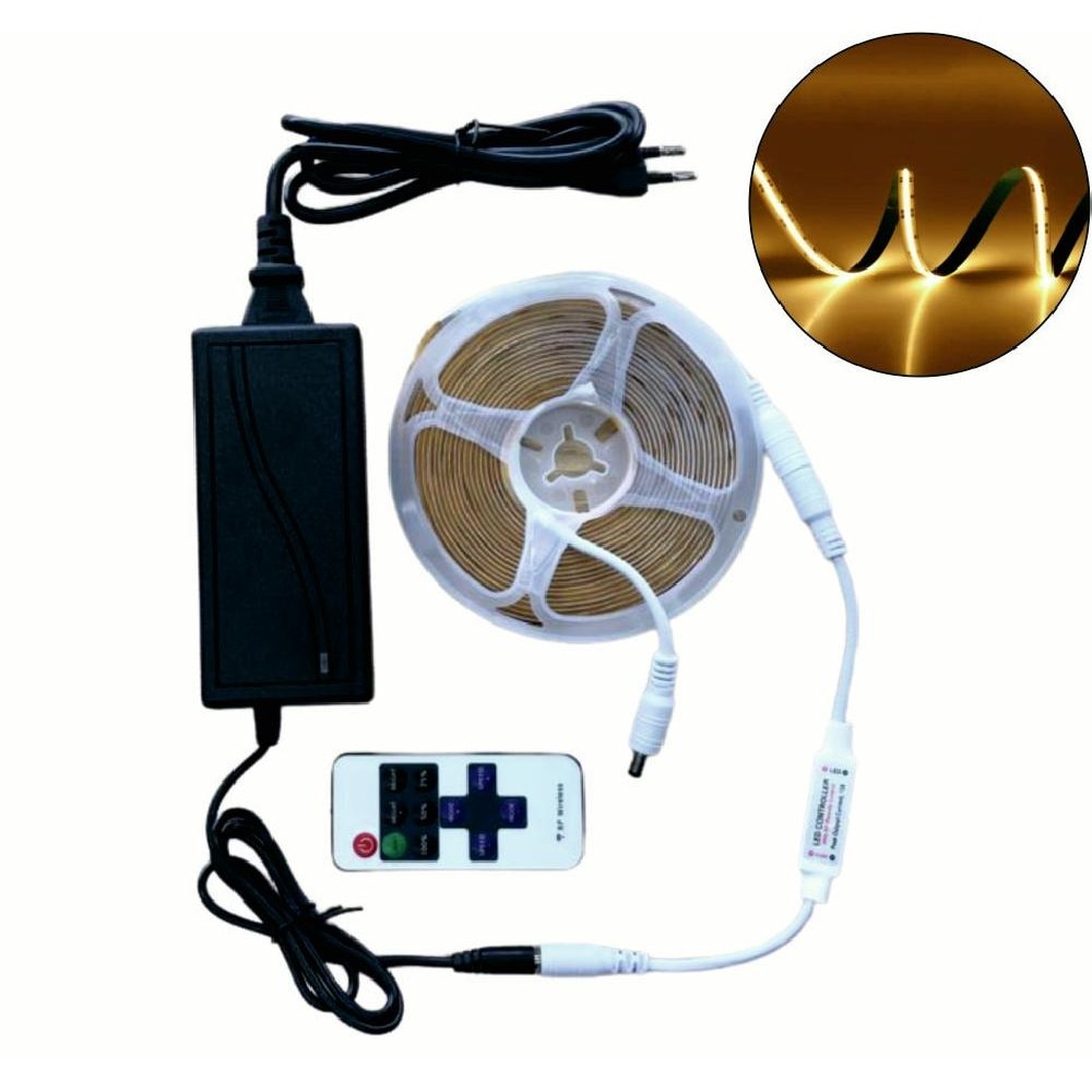Kit Banda LED COB cu Telecomanda 300LED/m, 10W/m, 3000K, 12V, lumina ...