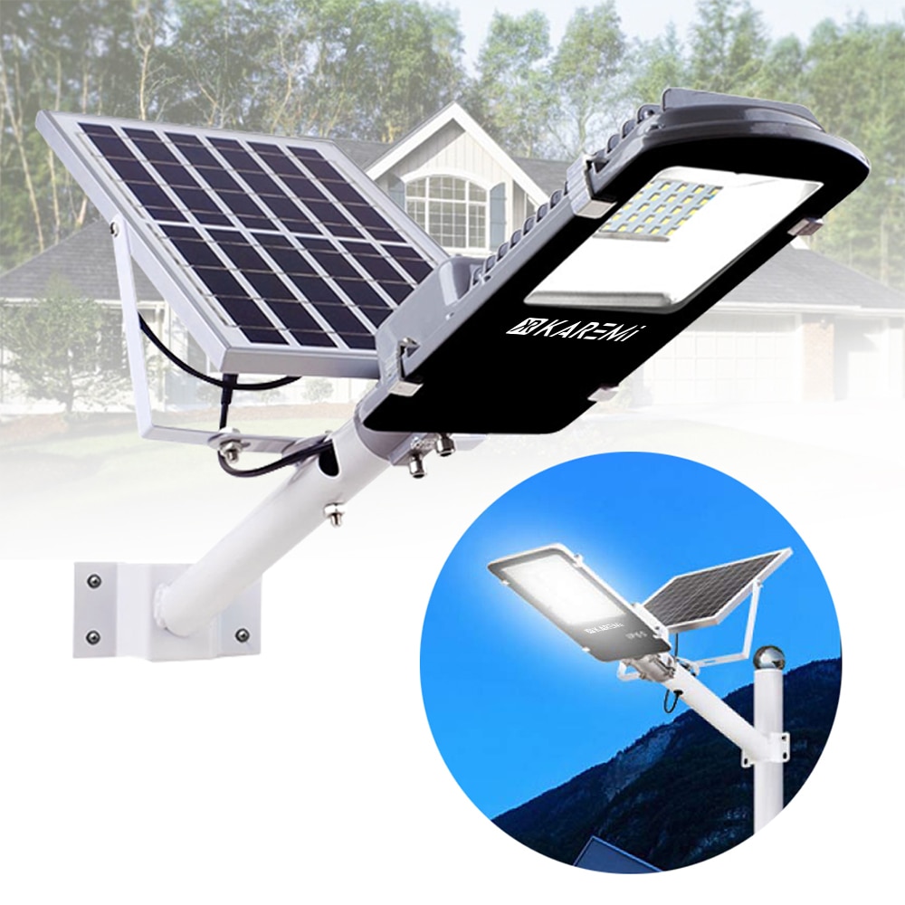Lampa solara Karemi, stradala, 114 LED, 50W cu panou solar incorporat ...