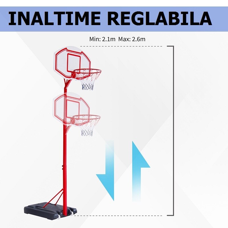 Cos de baschet, stativ portabil, minge, pompa, plasa cos, inaltime ...