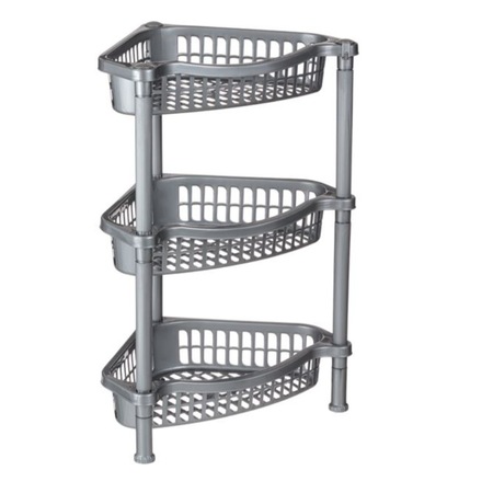 Raft de colt, pentru bucatarie sau baie, pe 3 nivele, plastic, gri, 37 ...