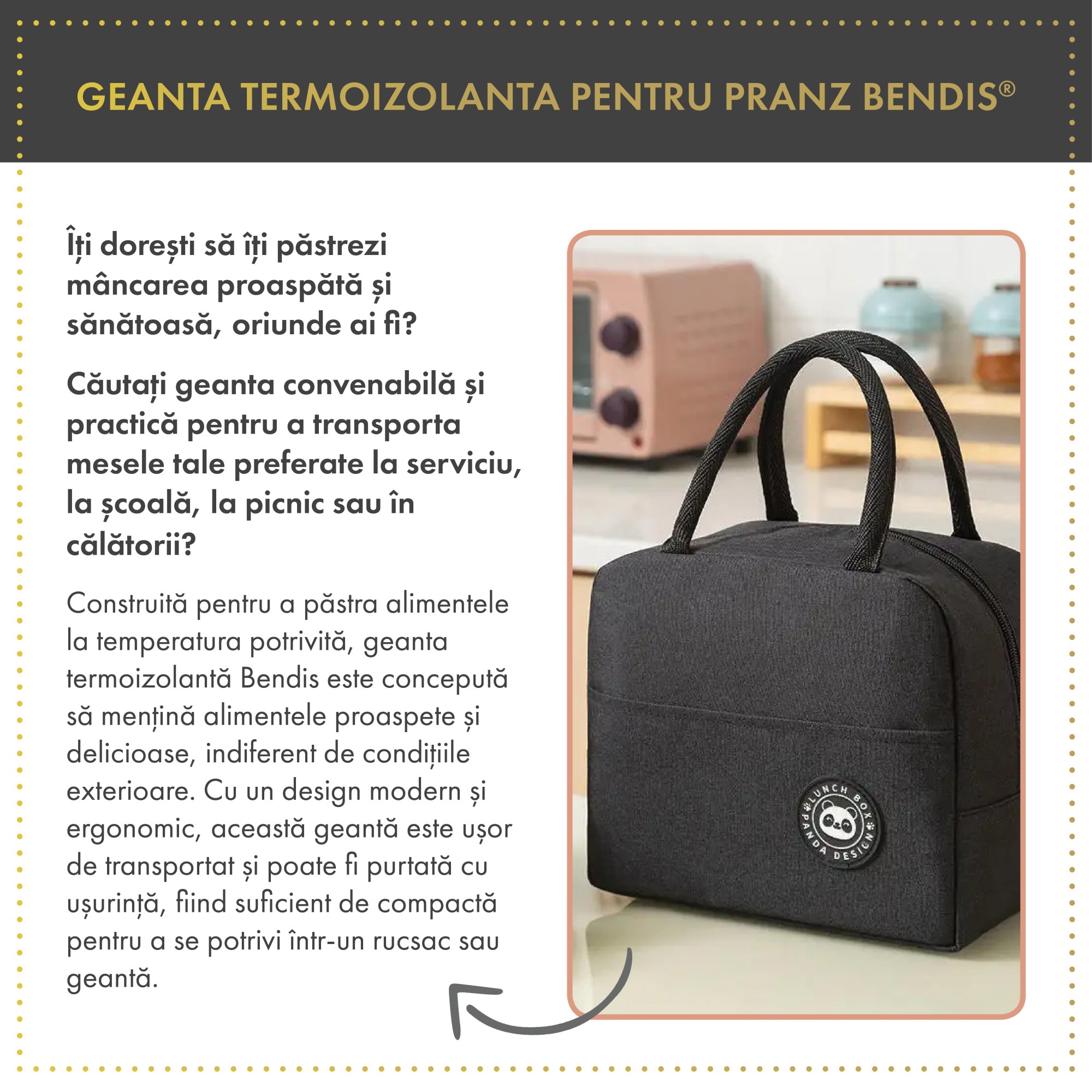 Geanta termoizolanta pentru pranz, frigorifica pentru pastrarea termica ...