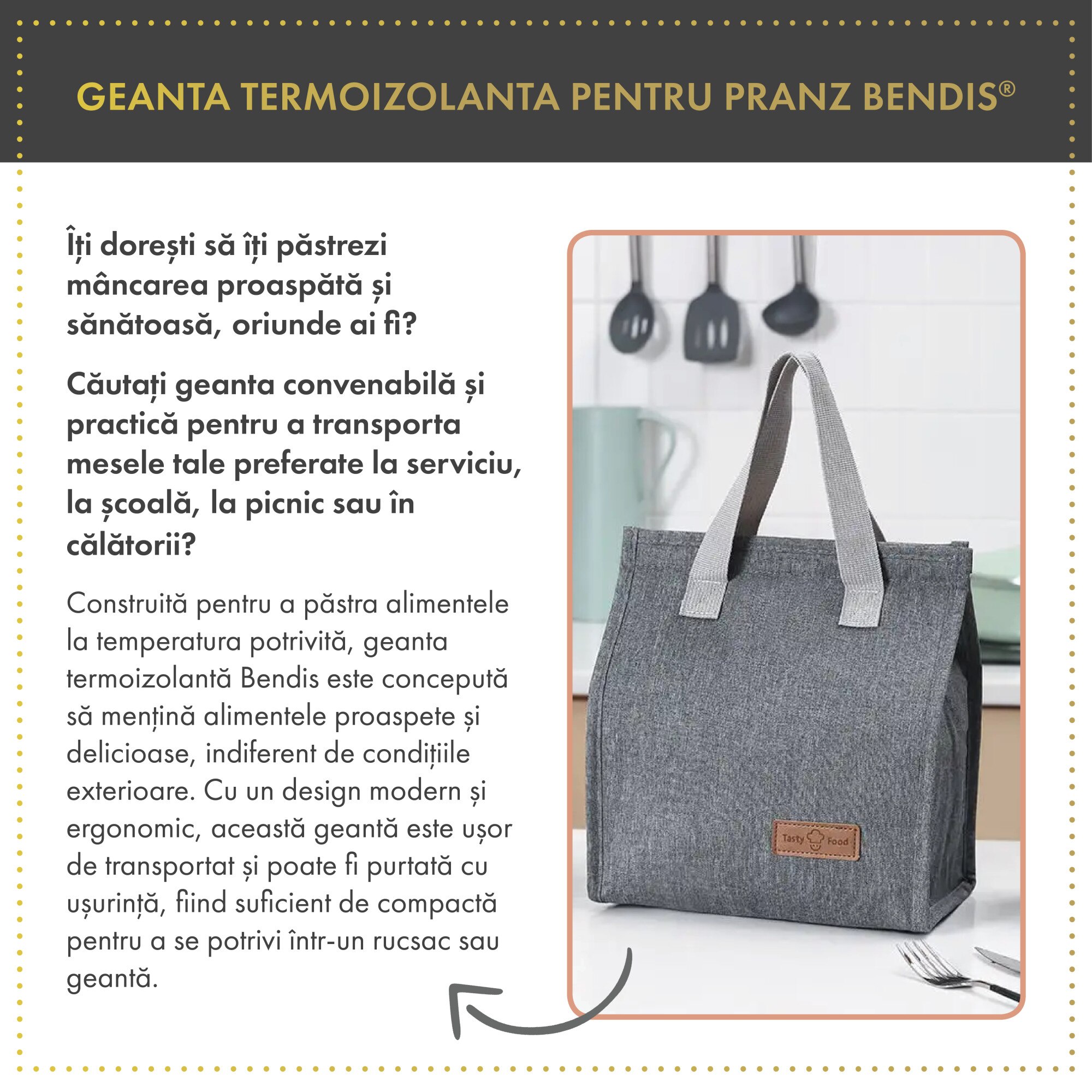 Geanta termoizolanta pentru pranz, frigorifica pentru pastrarea termica ...