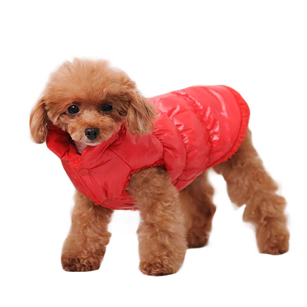 Vesta pentru caini de talie mica, Impermeabila, Imblanita, rosie, S ...