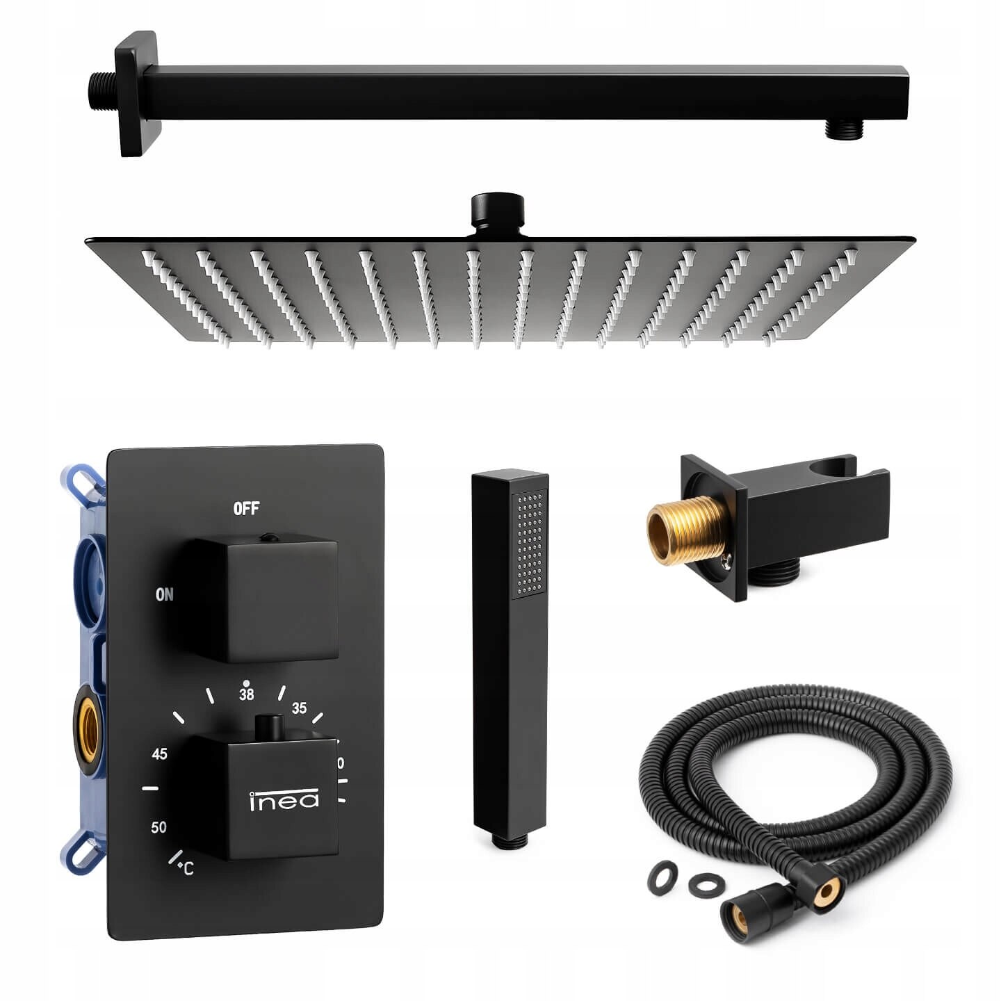 Set de dus cu termostat INEA, Alama/Inox, Negru - eMAG.ro
