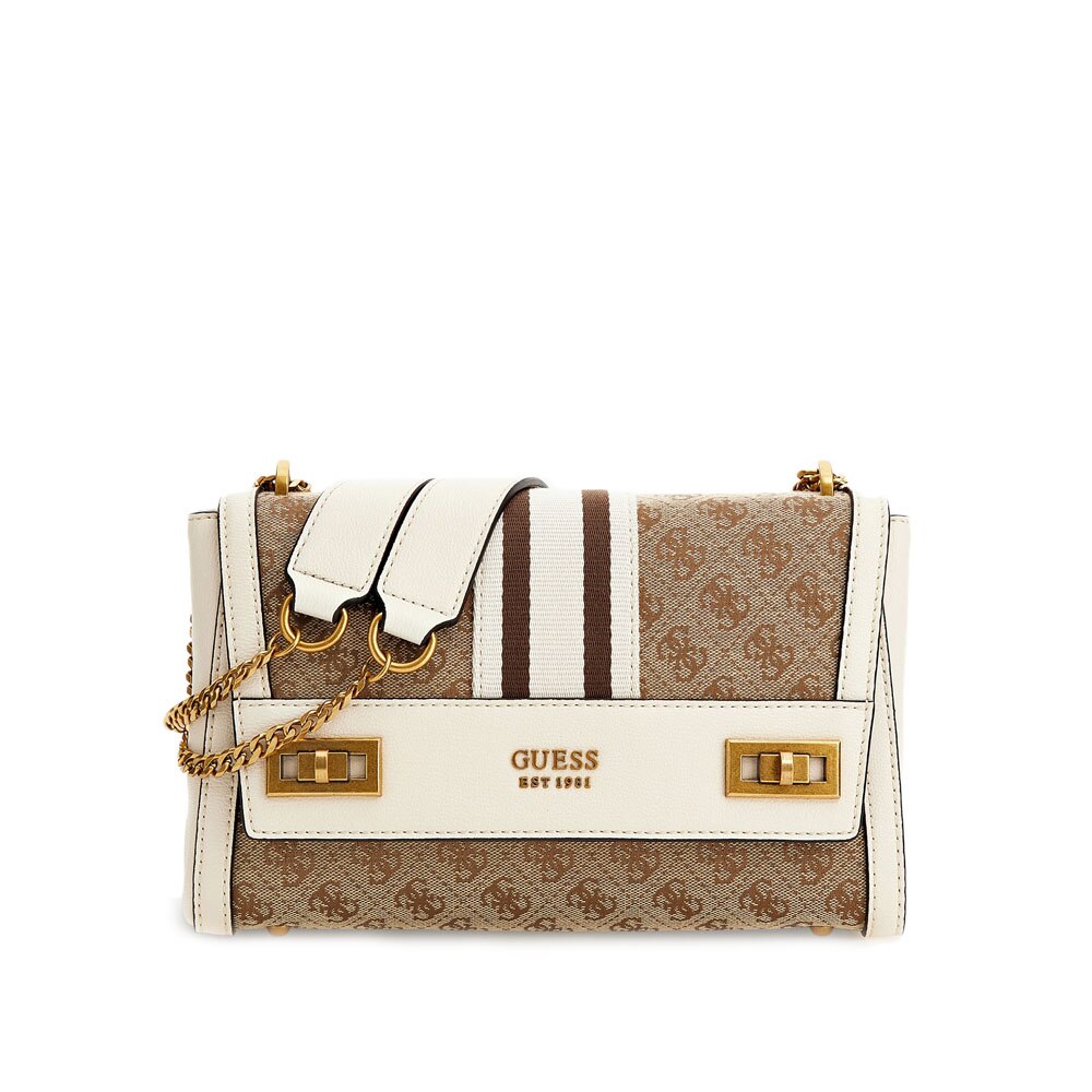 Geanta dama, Guess, Poliester, 26x7x14 cm, Bej/Maro - eMAG.ro