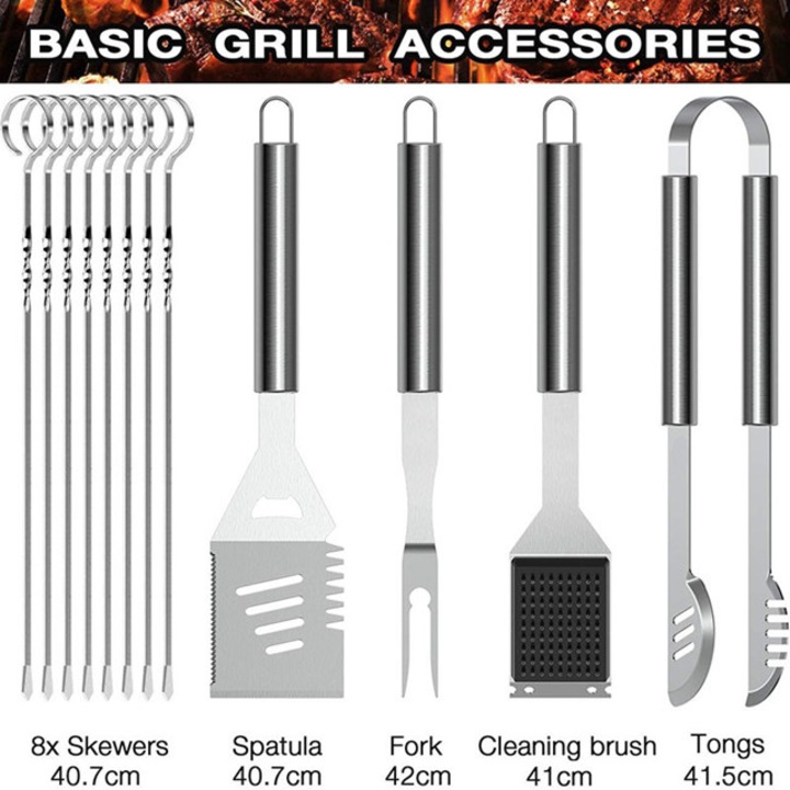 Set de 35 unelte pentru gratar, Wepzsxo, Inox, Multicolor - eMAG.ro