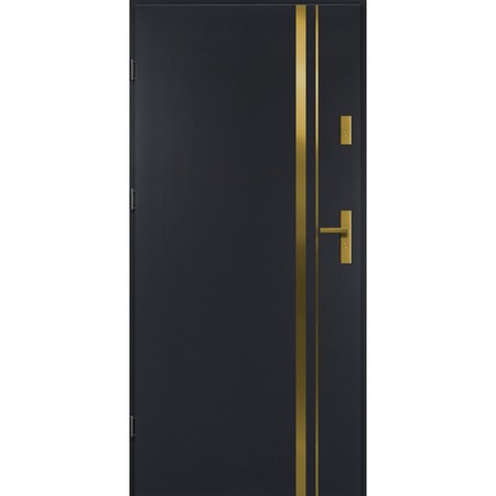 Usa intrare, OK Doors, Model P55, Otel/PVC, 2070 x 1000mm, Negru/Auriu ...