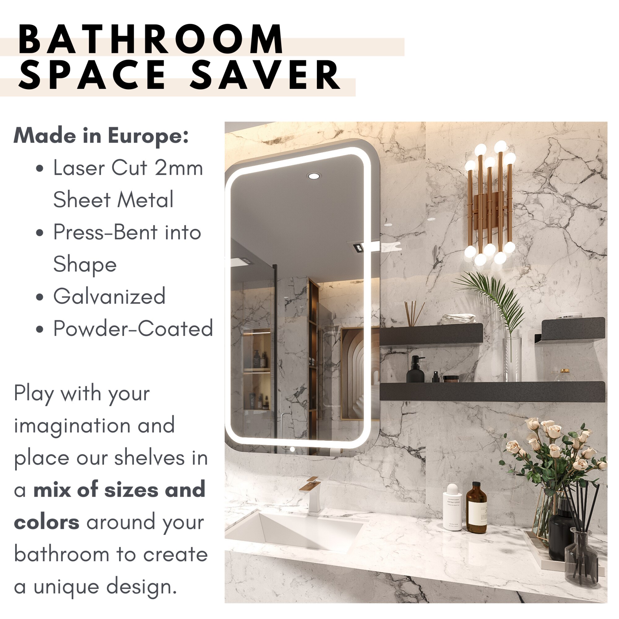 Raft metalic Ohio, Pentru Baie, 20 cm Lungime, Vopsit Negru - eMAG.ro