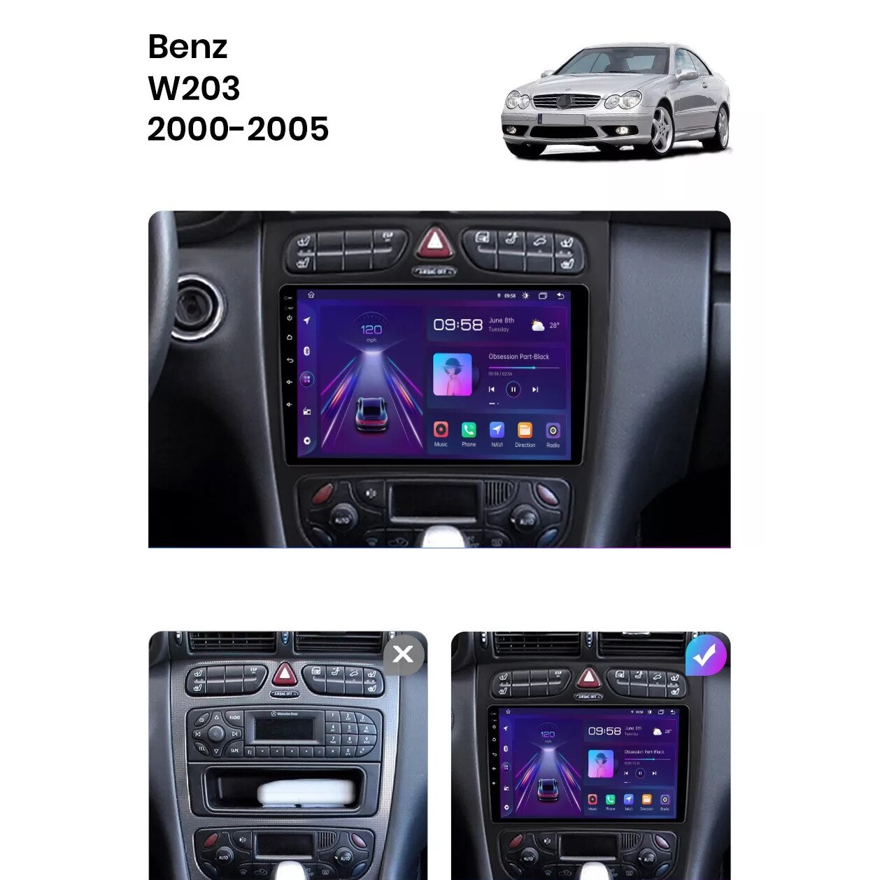 Navigatie Mercedes C class w203 2000-2005, CLK W209 2000-2005, S203 ...