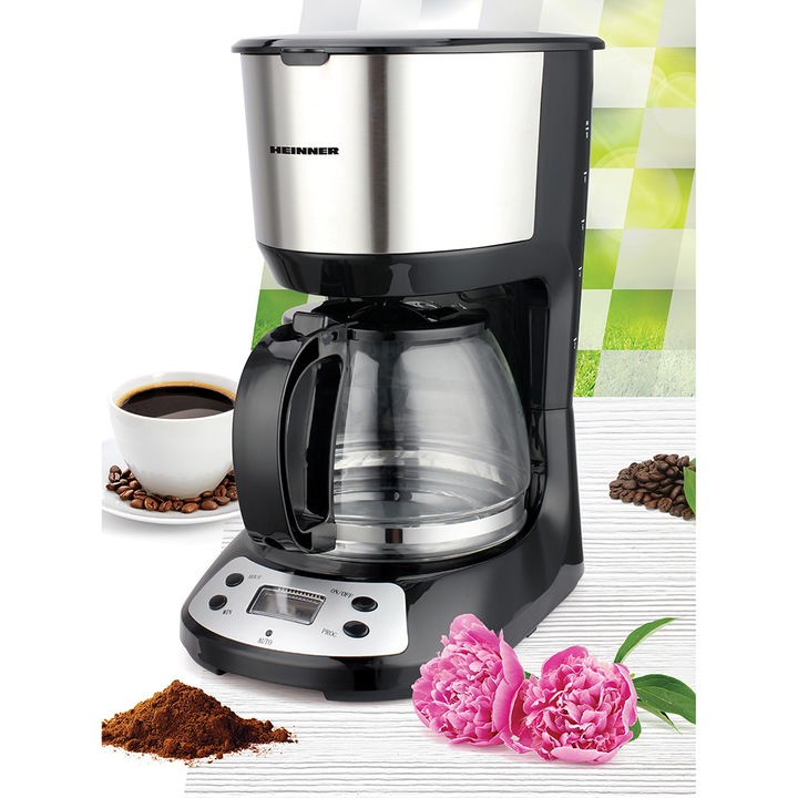 Cafetiera digitala Heinner Silvert Chatt HCM-D750GCSS, LCD, 1.25L ...