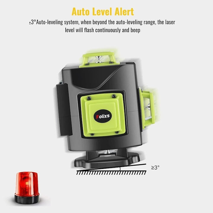 Nivela Laser 4D, Folixs®, Profesionala, 16 linii, 4x360º, IP-54 ...