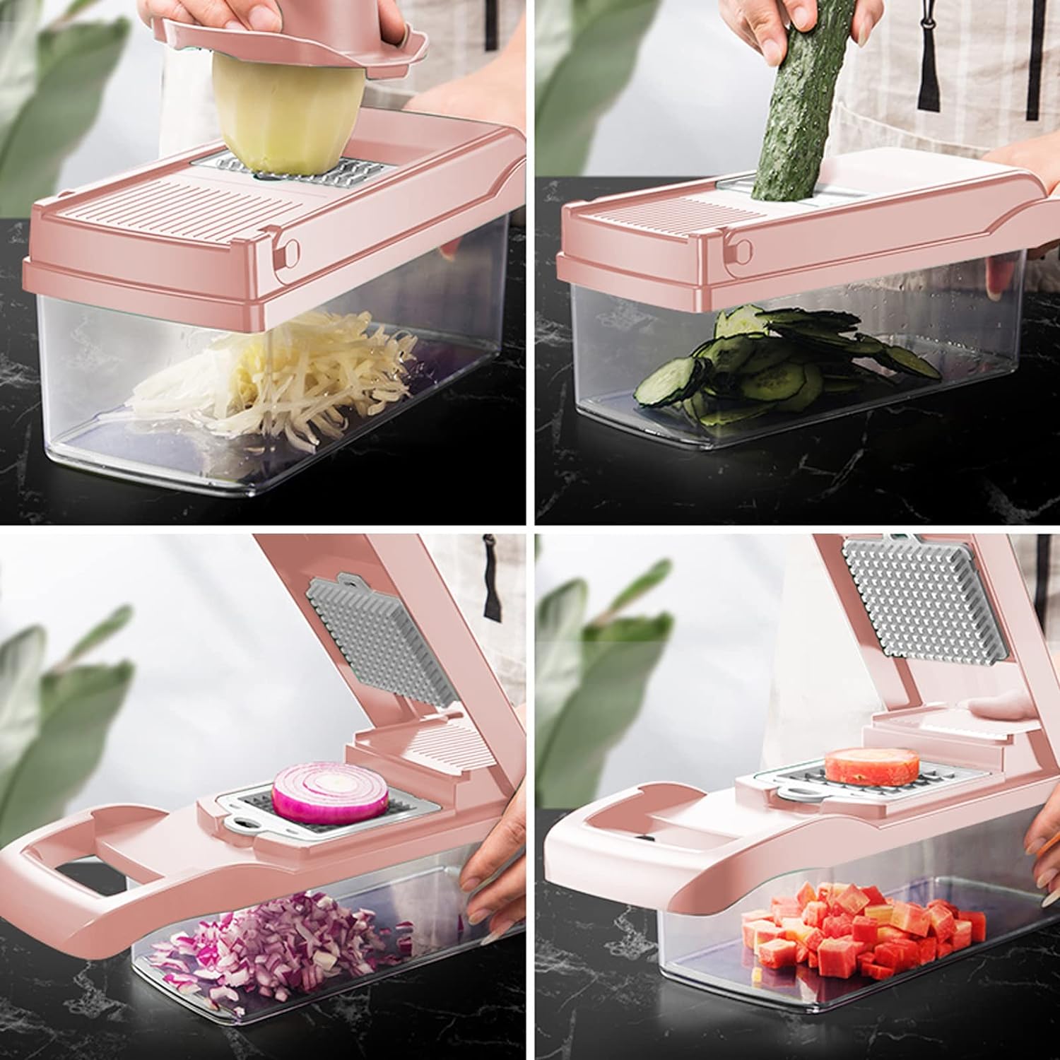 Feliator de legume multifunctional, Excitat®, Plastic, Roz, Razatoare ...