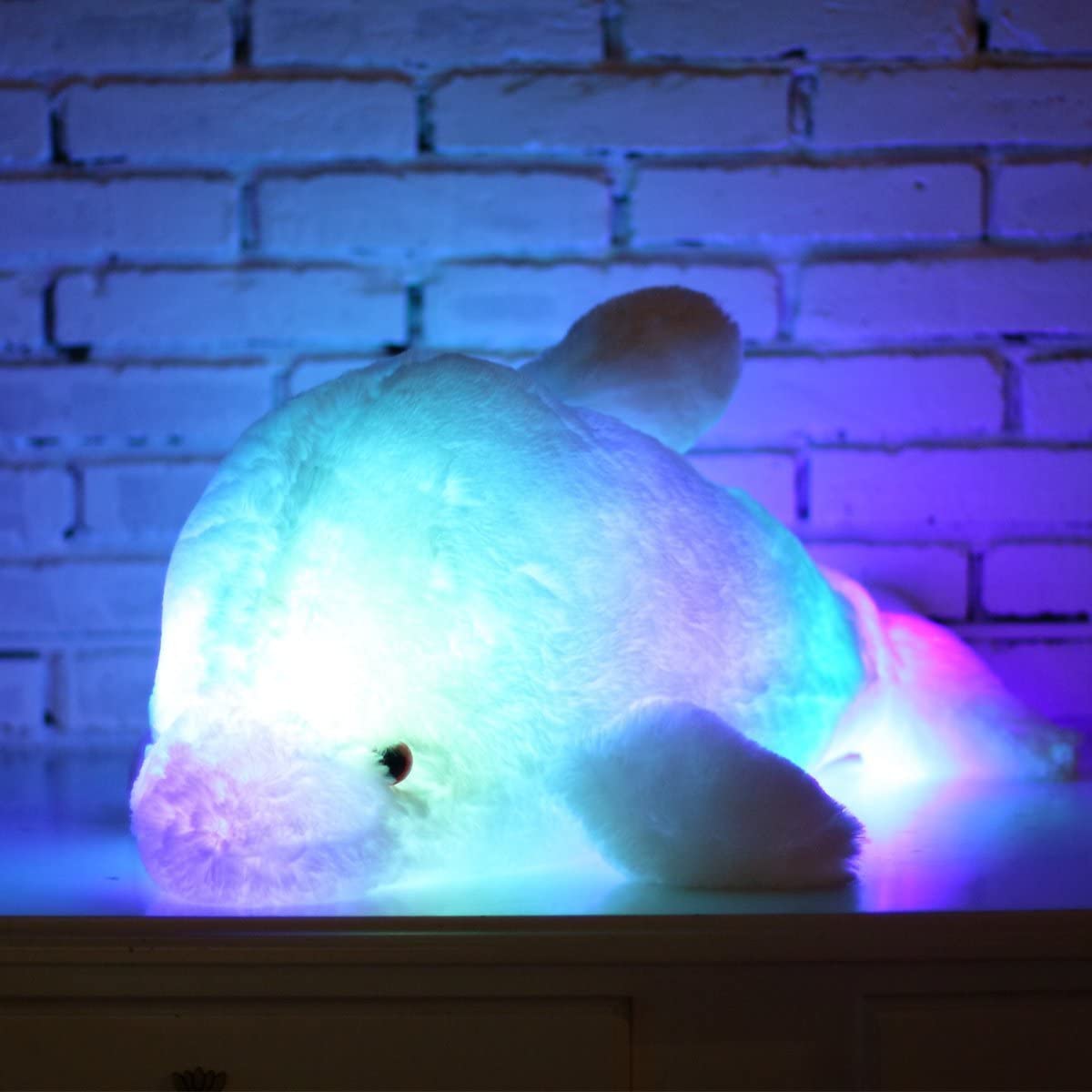 Delfin plus cu LED, Bumbac/Polipropilena, 45 cm, Albastru/Alb - eMAG.ro