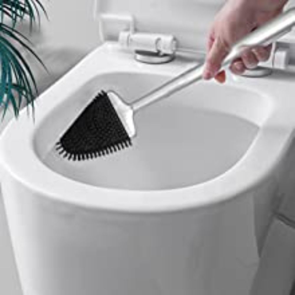 Perie de WC din silicon, cap flexibil, suport autoadeziv - TOILETBRUSH ...
