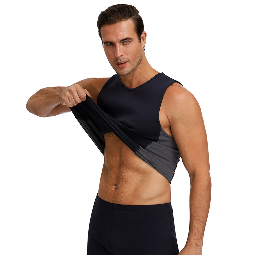 Мъжки фитнес потник за отслабване, SlimBody, Неопрен, Navy S EU - eMAG.bg