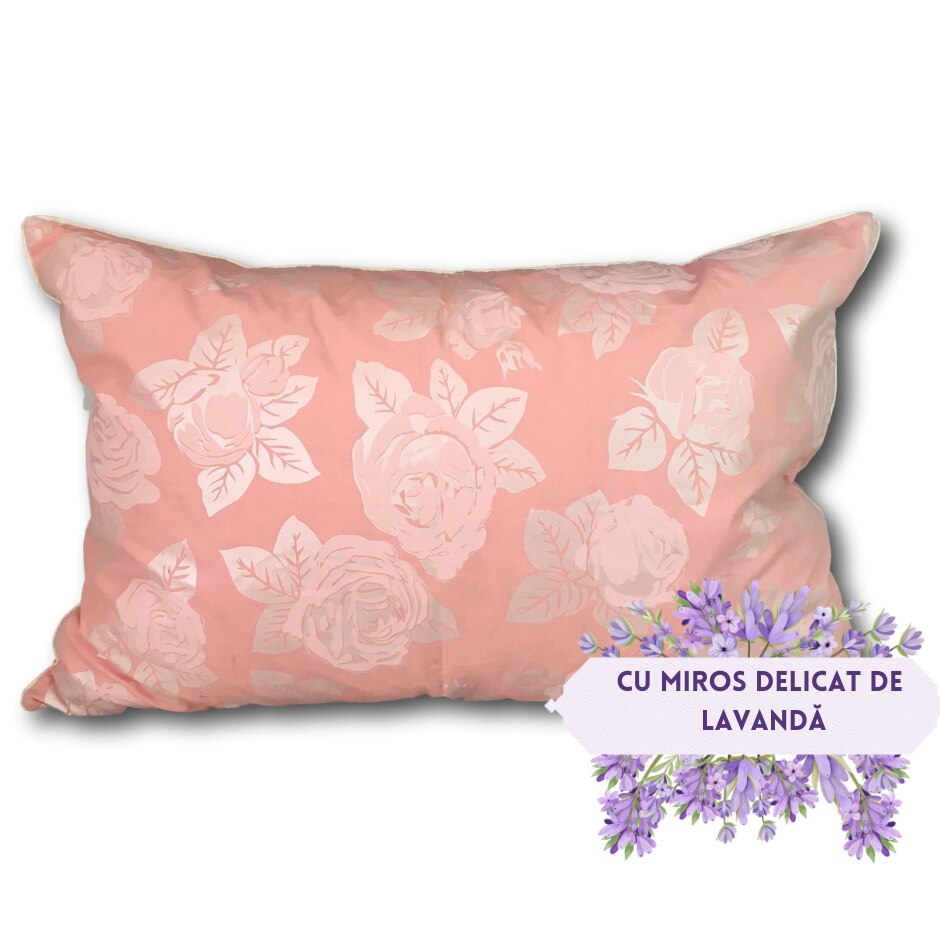 Set pilota 160x200 + 2 perne 50x70 Alsam, din pana si puf, roz - eMAG.ro