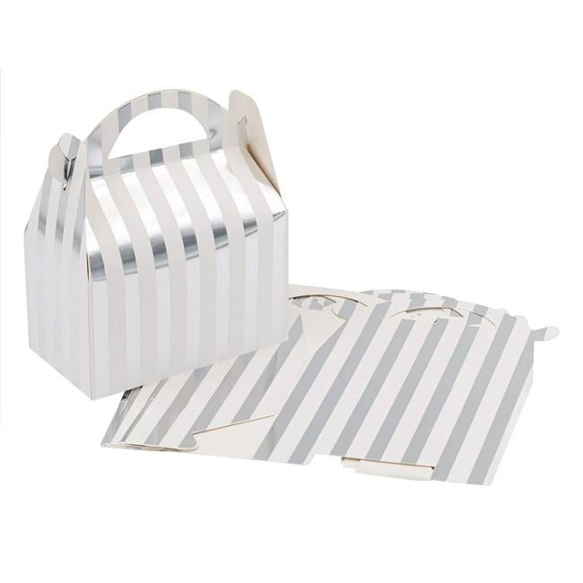 Set 4 cutii pentru prajituri, dulciuri, Arginti, carton, 16,3x9,3x19 ...