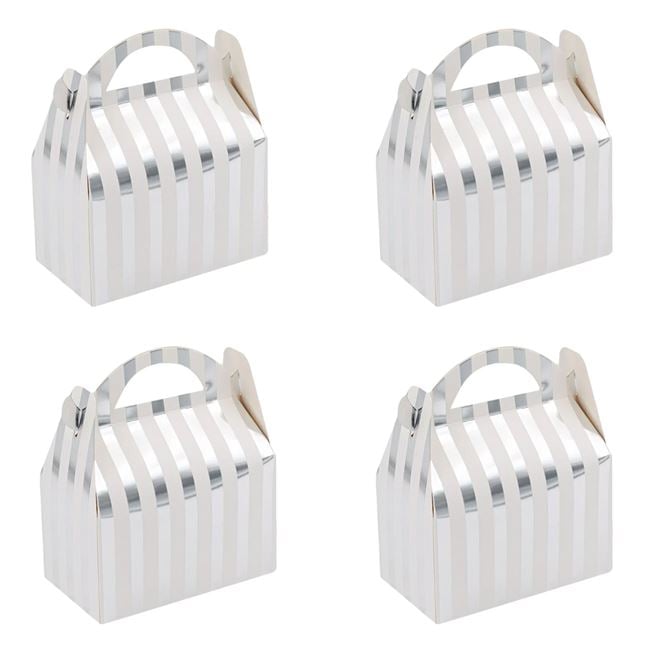 Set 4 cutii pentru prajituri, dulciuri, Arginti, carton, 16,3x9,3x19 ...