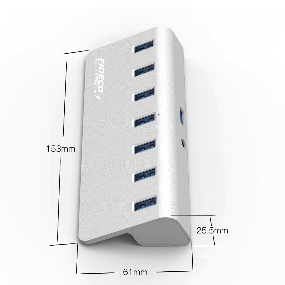 Fideco USB hub 7 USB 3.0 porttal, Type-C, hordozható többportos adapter, alumínium, 350 mb/s, PC ...