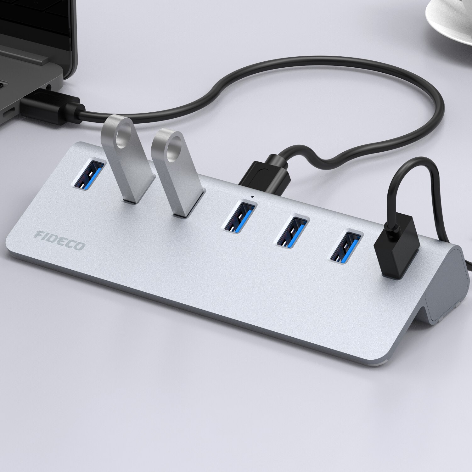Fideco USB hub 7 USB 3.0 porttal, Type-C, hordozható többportos adapter ...
