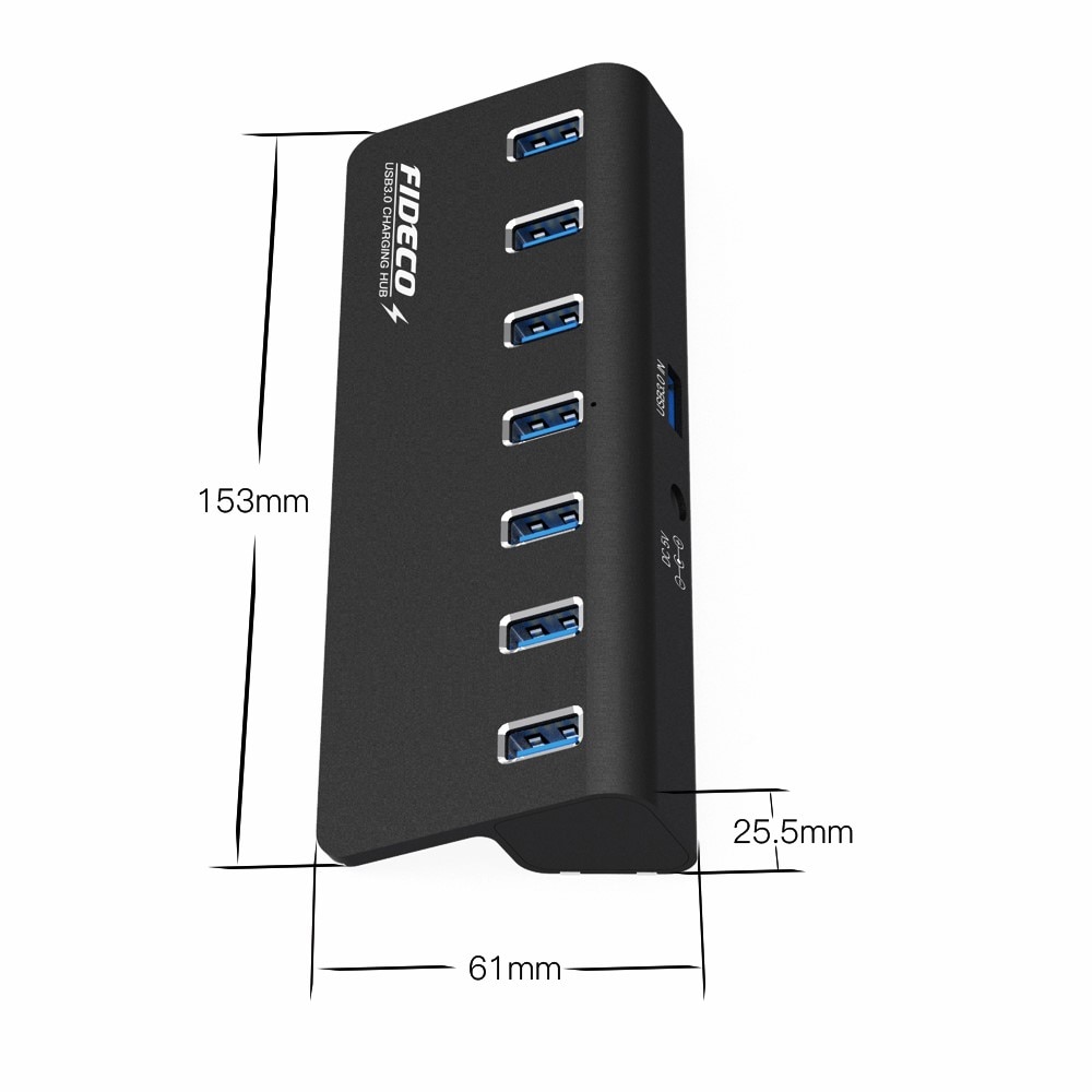 Usb хъб със 7 Usb 3 0 порта Fideco Type C Преносим многопортов