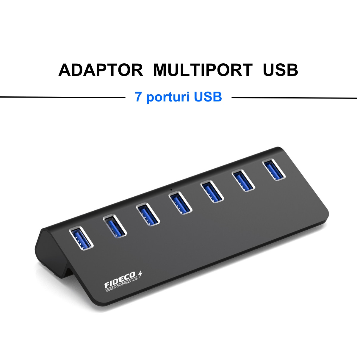 Hub USB Cu 7 porturi USB 3.0, FIDECO, Type-C, Adaptor Multiport ...