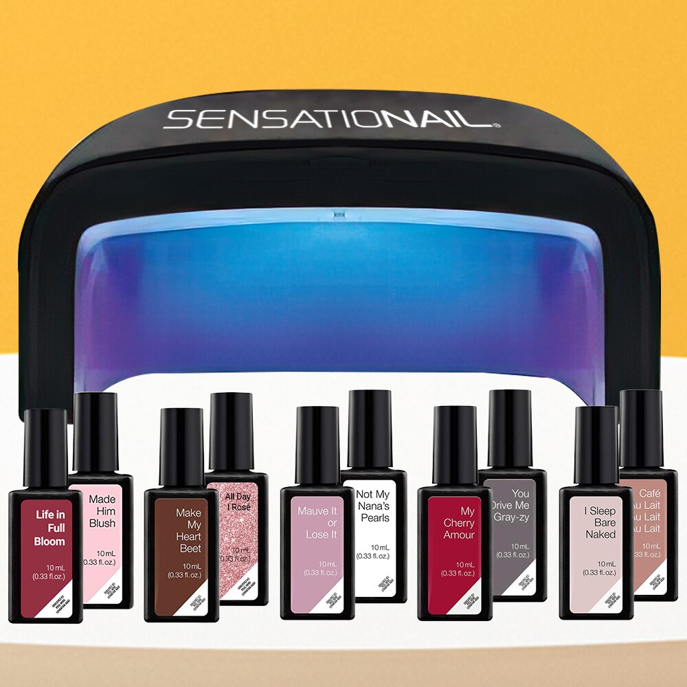 Kit oja semipermanenta Sensationail, 10 oje, lampa led unghii, set nail ...