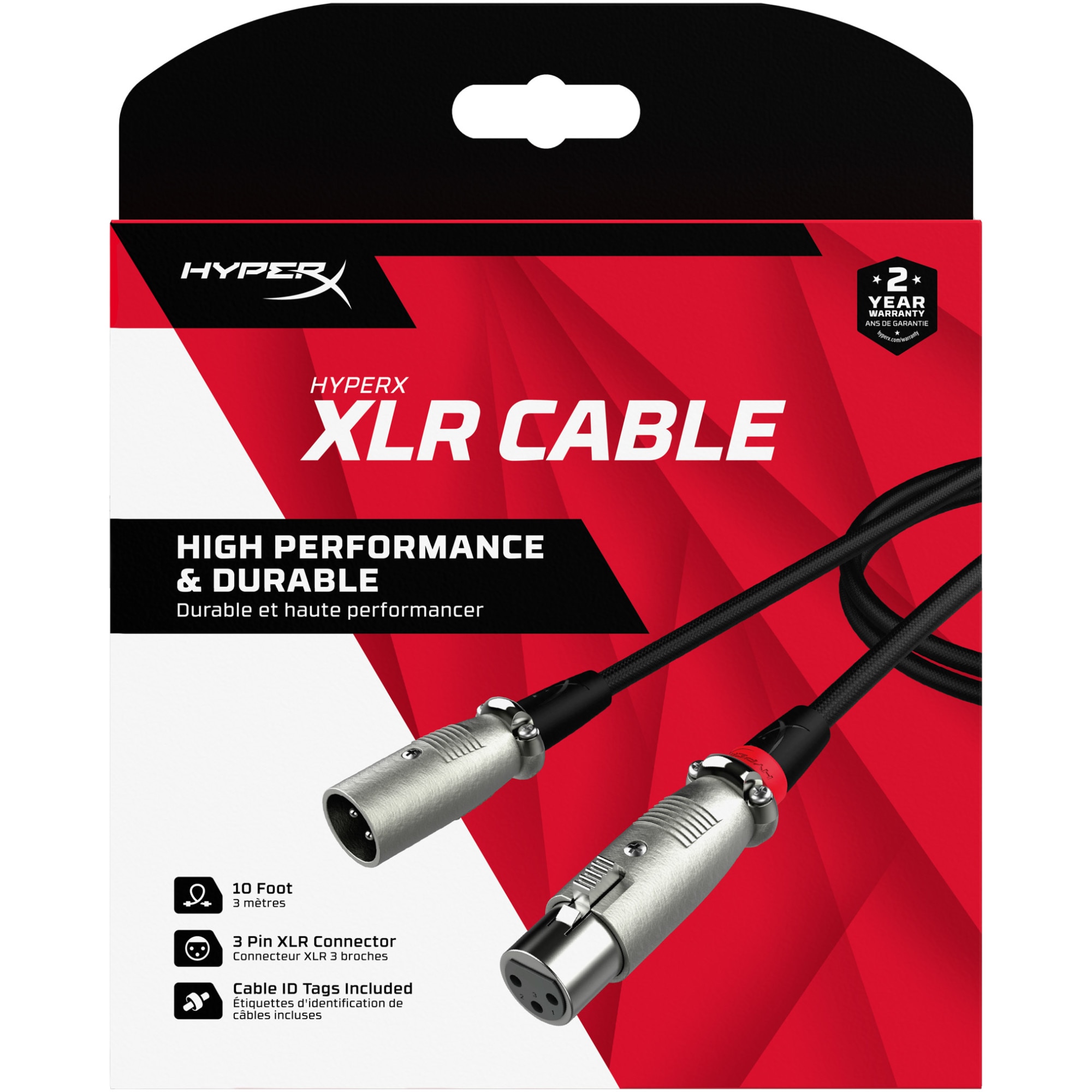 Cablu pentru microfon HyperX XLR, lungime 3m, conector din zinc cu 3 pini, compatibil HyperX ...