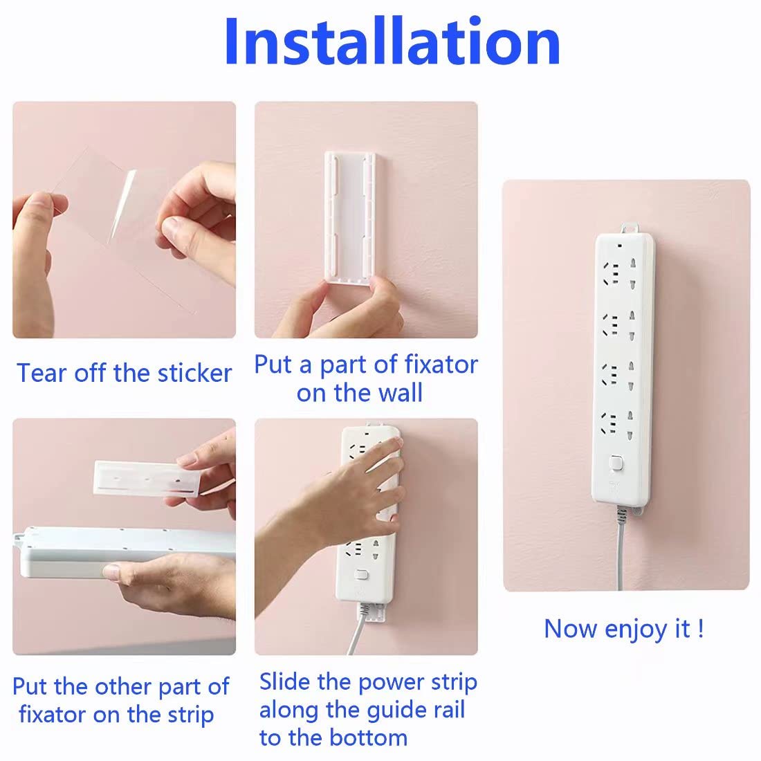 Set 4 Suport autoadeziv pentru priza 8 Organizator Cabluri, Plastic ...