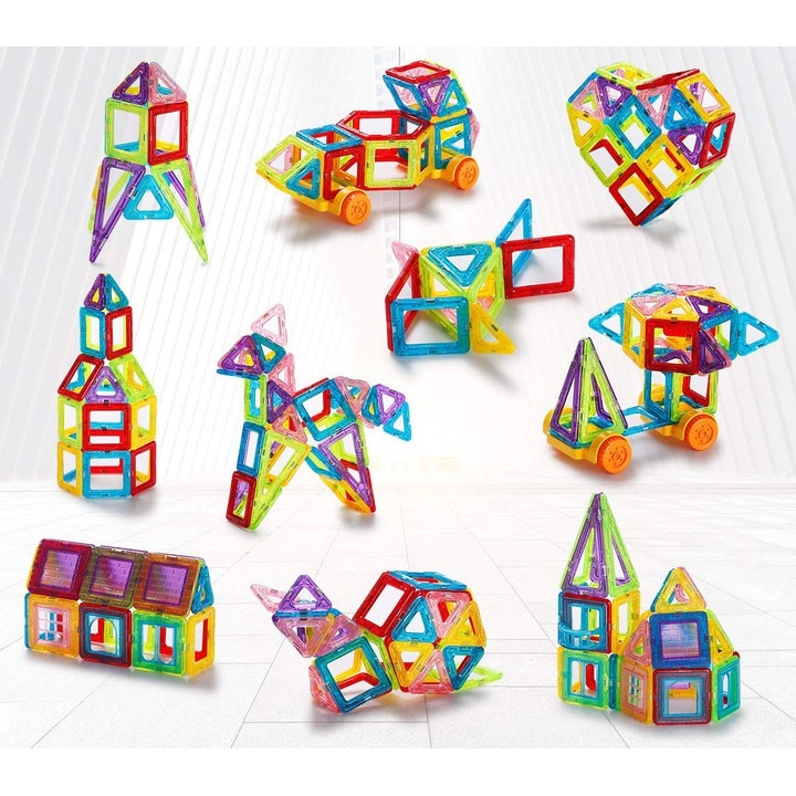 Set Inteligent de Constructie Magnetic cu 45 Piese, Educativ si Creativ ...