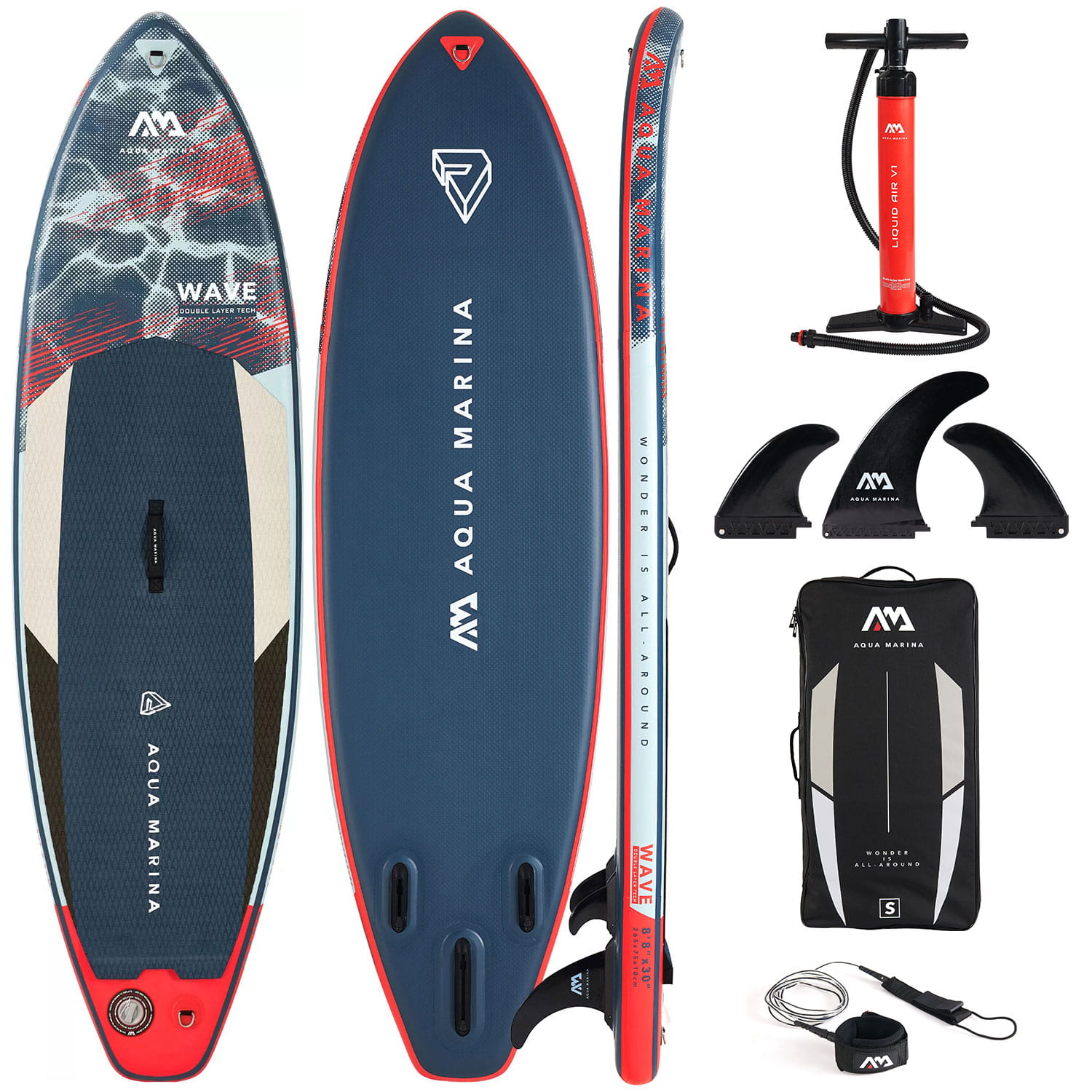 Set placa gonflabila SUP Aqua Marina WAVE 8'8" 265 x 75 x 10 cm - eMAG.ro
