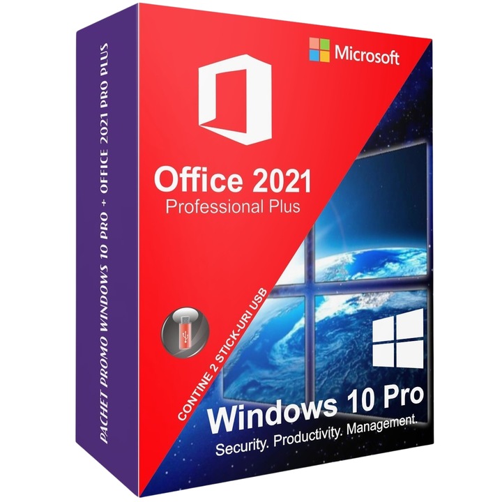 Microsoft Windows 10 Pro Engleza plus Licenta Office Pro Plus 2021 ...