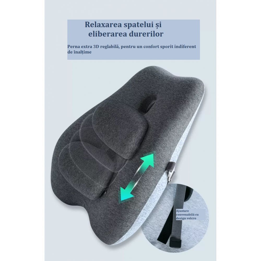 Perna ortopedica lombara, cu suport extra 3D, Forma ergonomica, spuma ...
