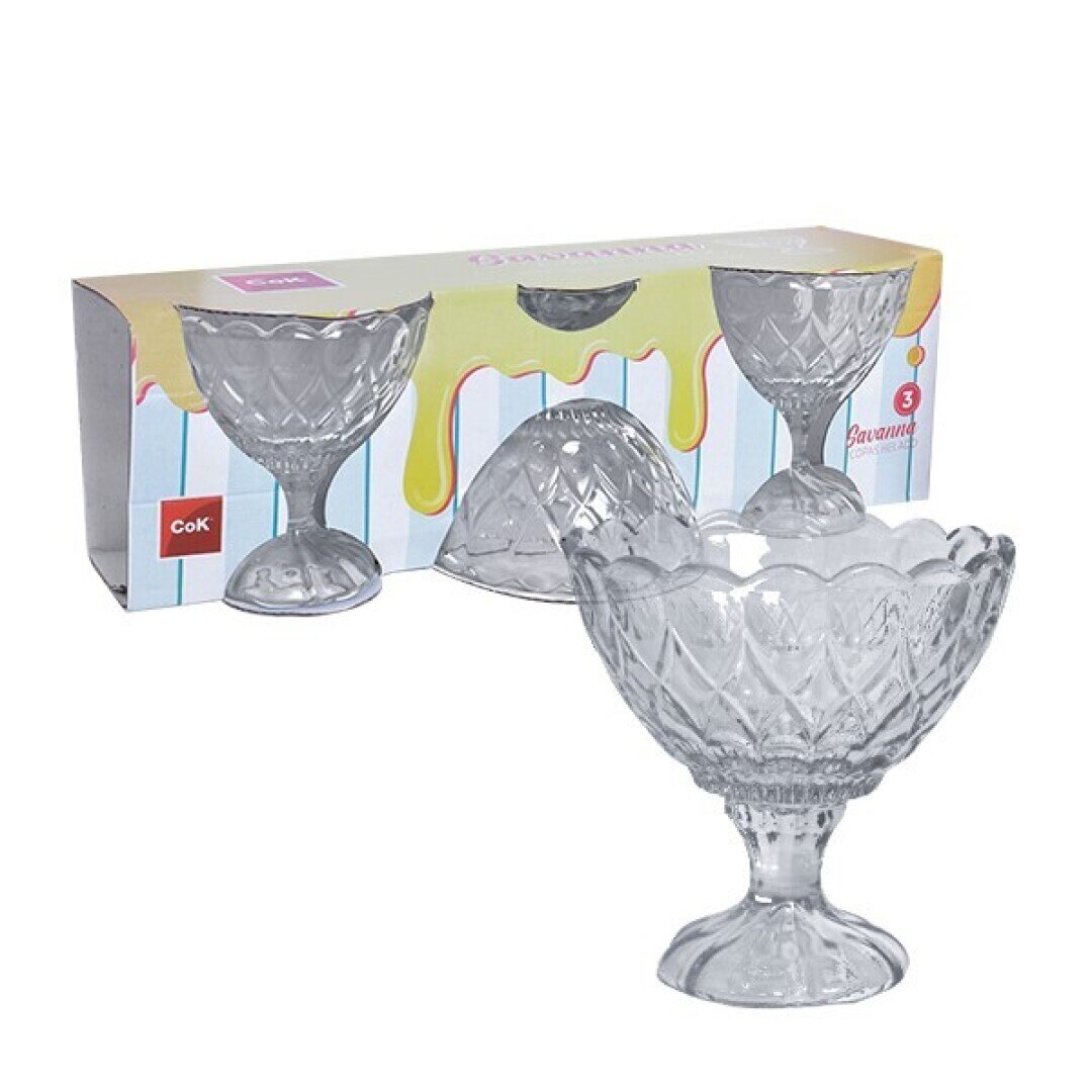 Set 3 cupe inghetata, sticla, 200 ml, Savanna - eMAG.ro