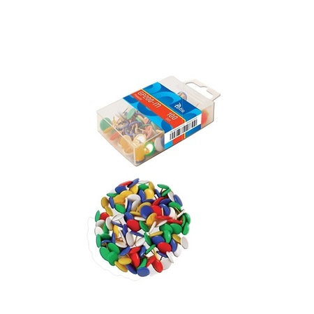 Set pioneze, Inox, Multicolor, 100 bucati - eMAG.ro