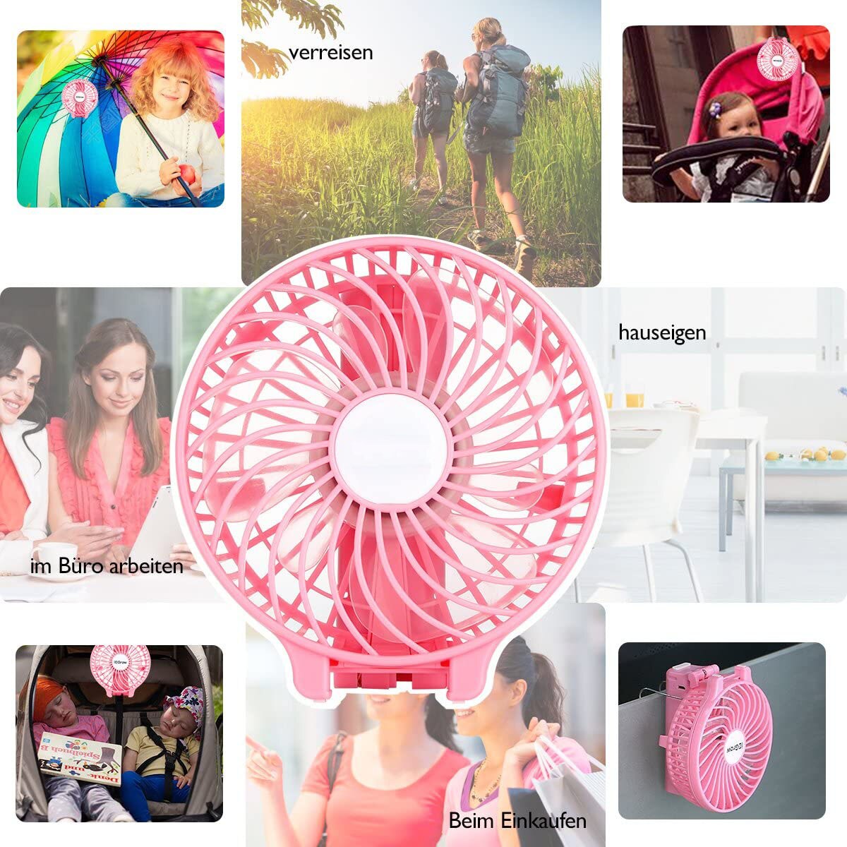 Ventilator, Plastic, 200 mm, Roz - eMAG.ro