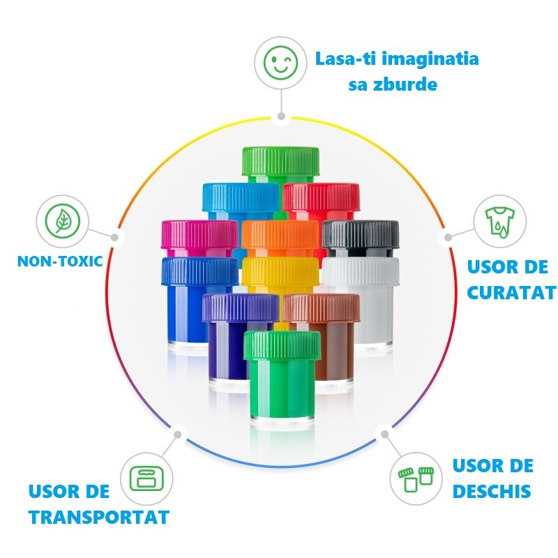 Acuarele guase, Brilia Daco, 12 buc/set, 20 ml, pentru copii, vopsea ...