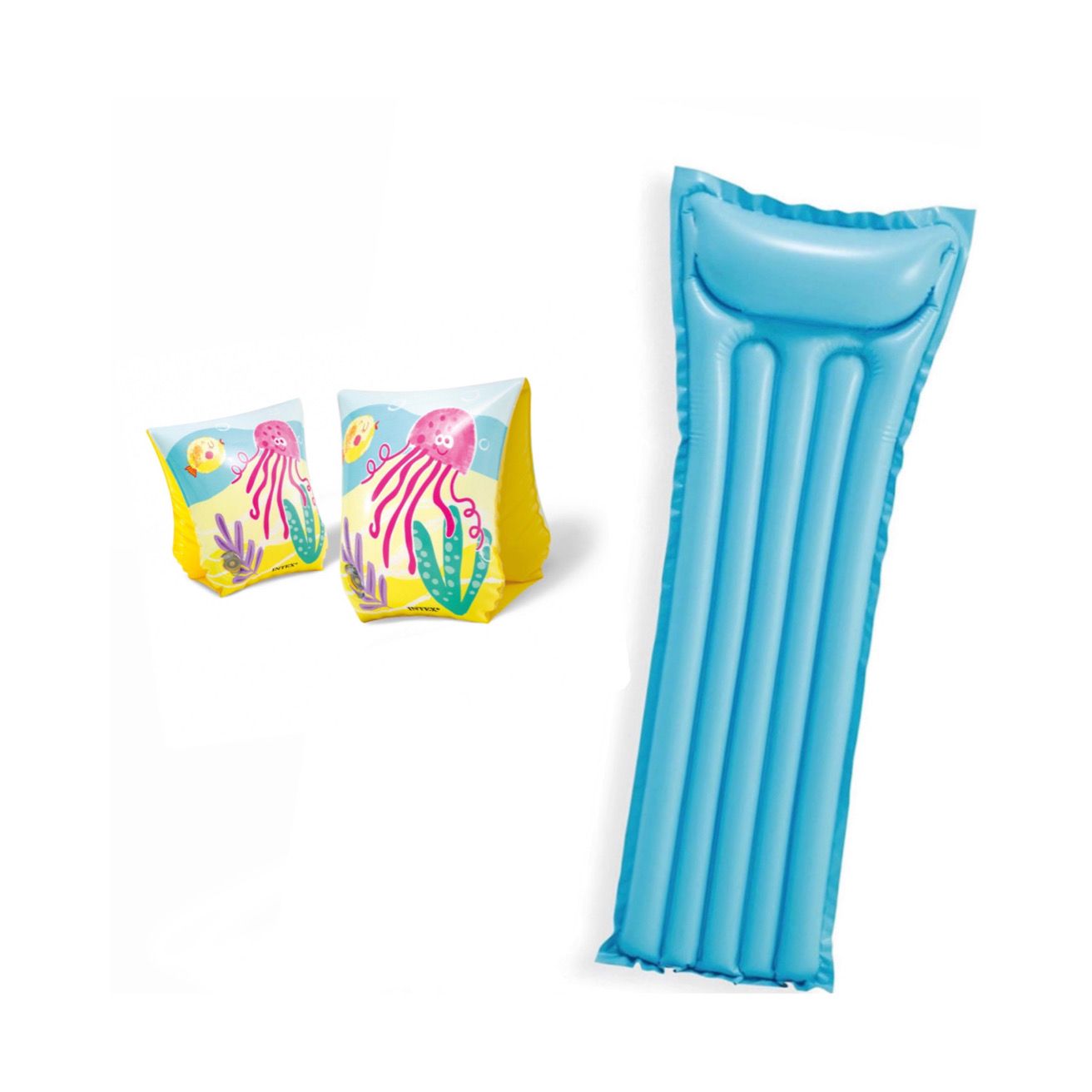 Set saltea gonflabila 183x69 cm si aripioare de inot copii/brassiere ...