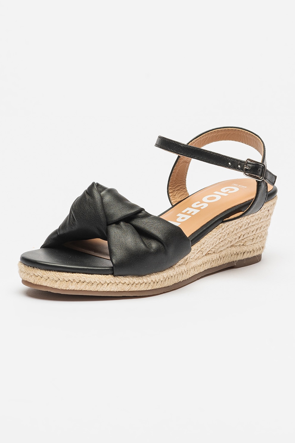 Gioseppo, Sandale-espadrile din piele Gamboa, Negru, 39 - eMAG.ro