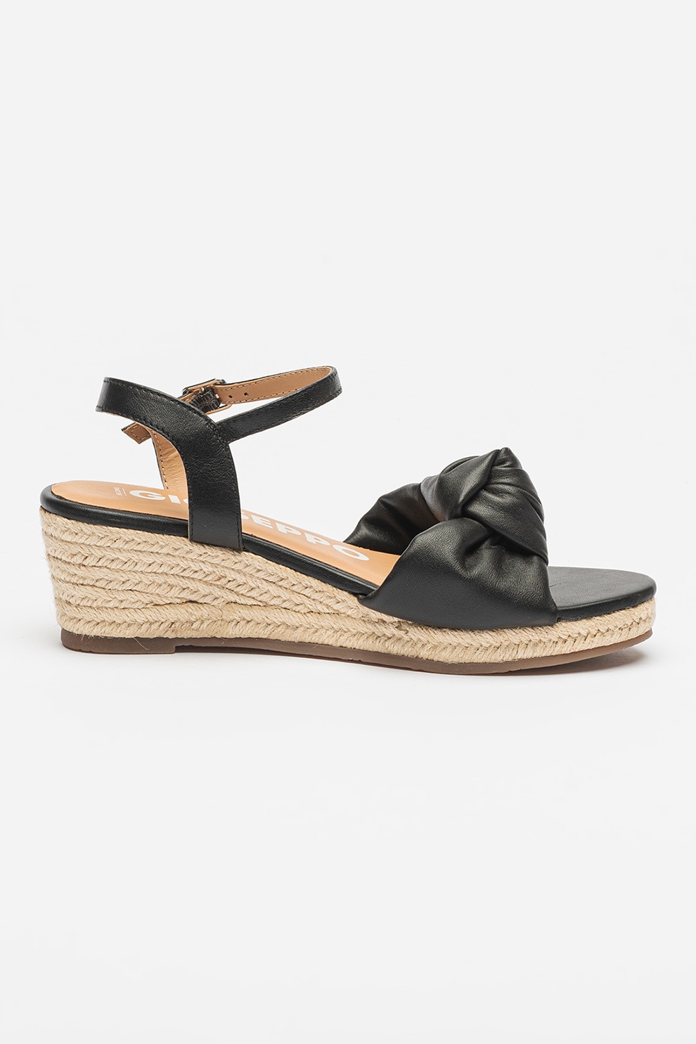 Gioseppo, Sandale-espadrile din piele Gamboa, Negru, 39 - eMAG.ro