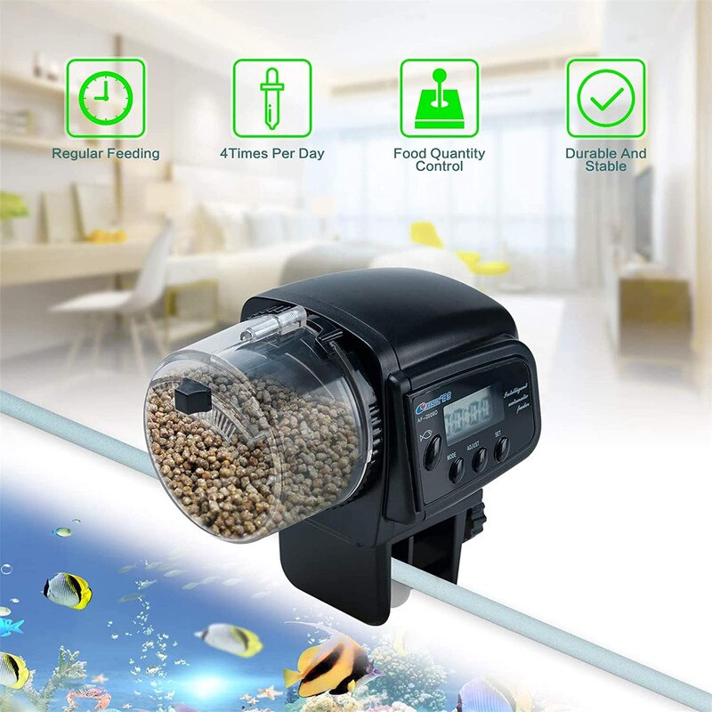 Hranitor automat pentru acvariu, Resun, Plastic, LCD, Negru - eMAG.ro